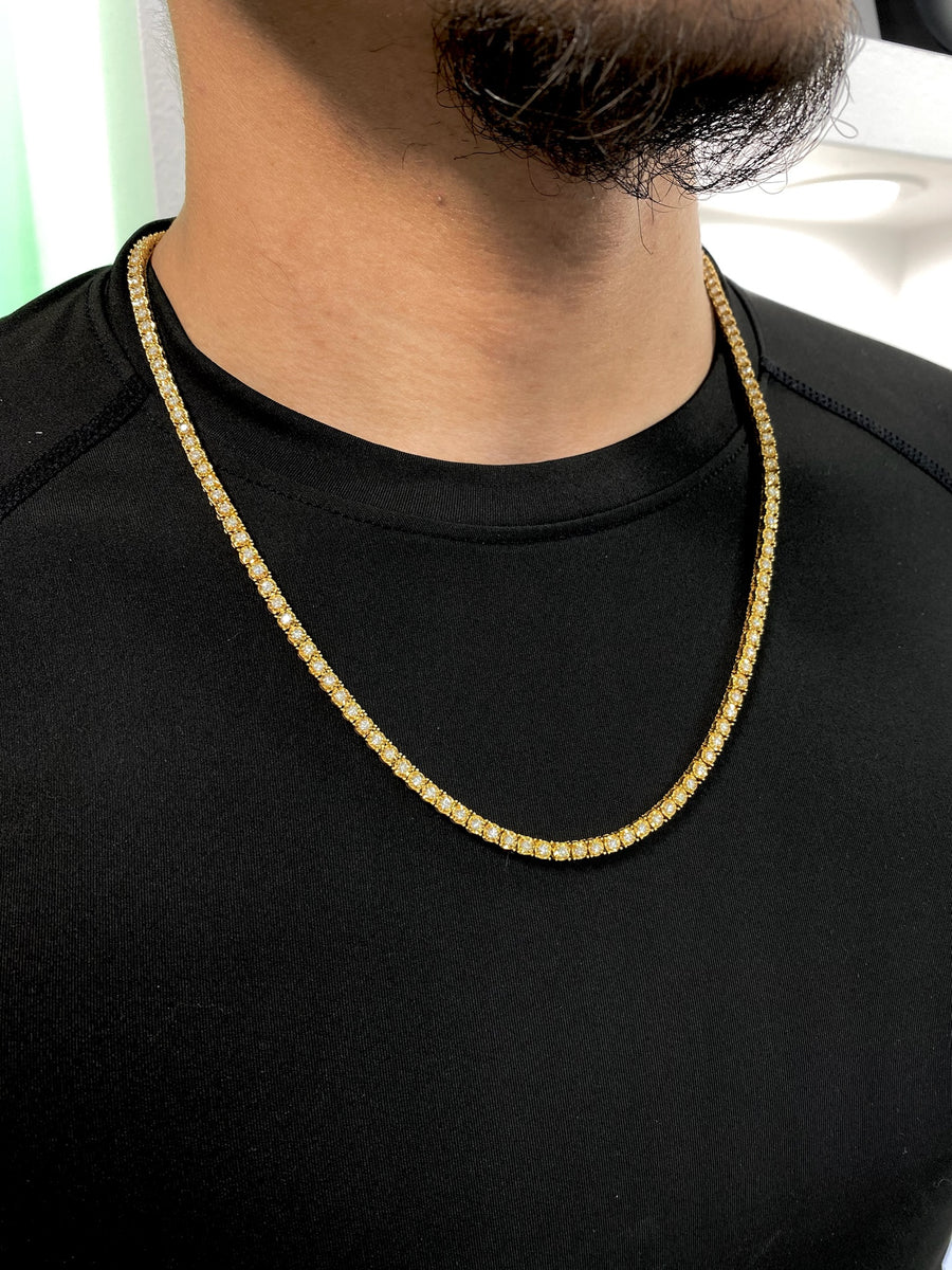 "NEW" 14K GOLD MEN'S TENNIS CHAIN DIAMOND 💎VS💎 – Milos Jewelry